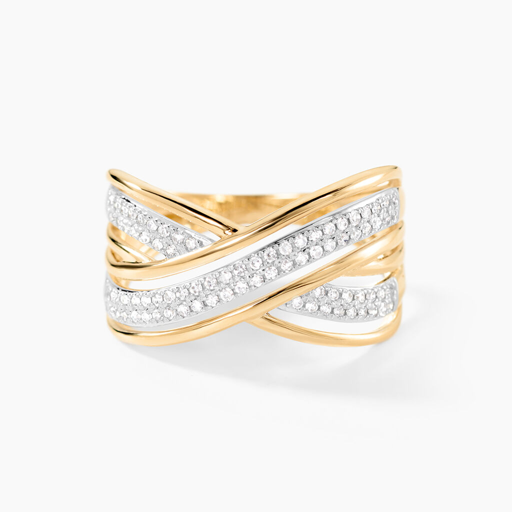Bagues avec pierre Or Diamant Ronde Micro serti Jaune 375/1000 ...