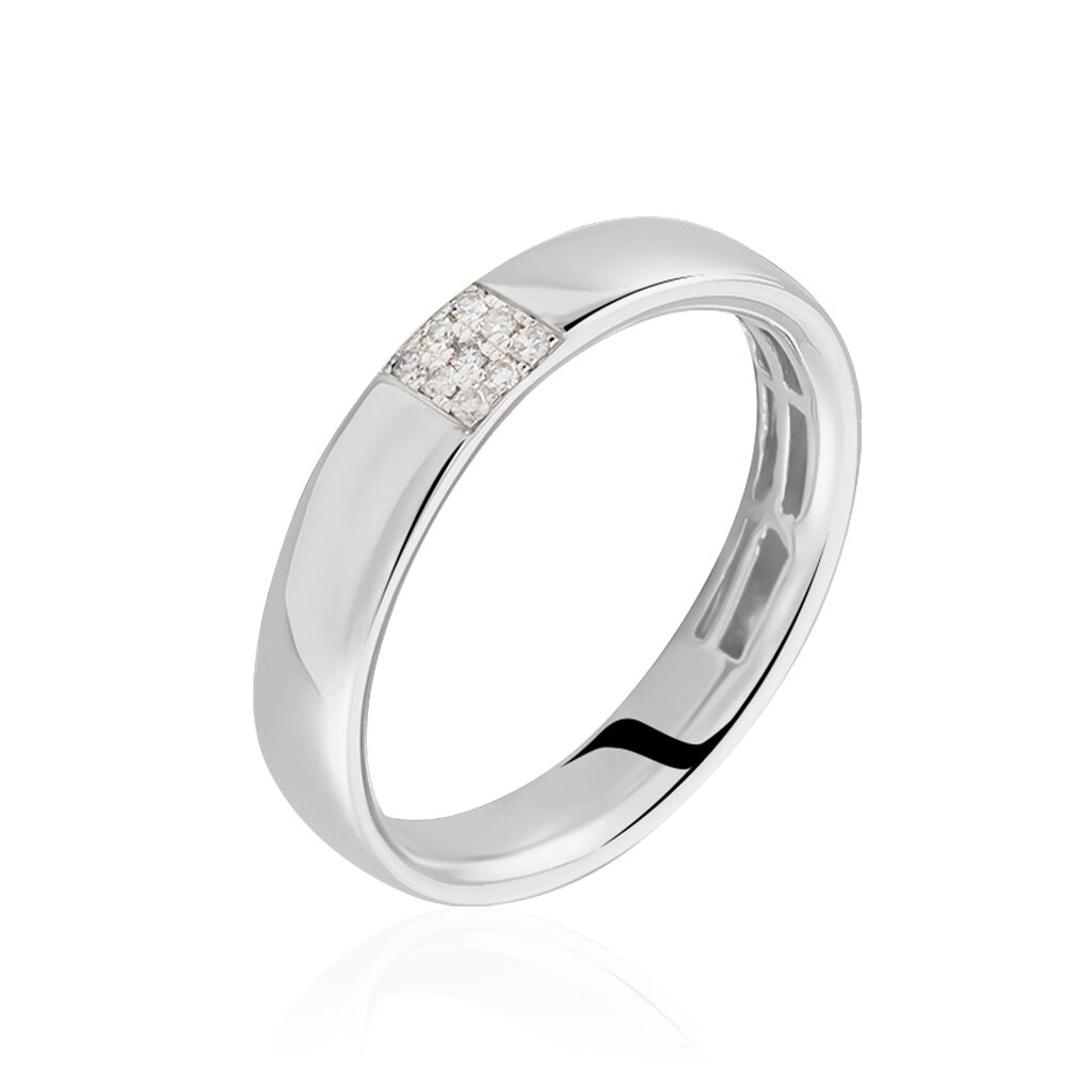Bagues avec pierre Or Diamant Ronde Pavage Blanc 375/1000 ...