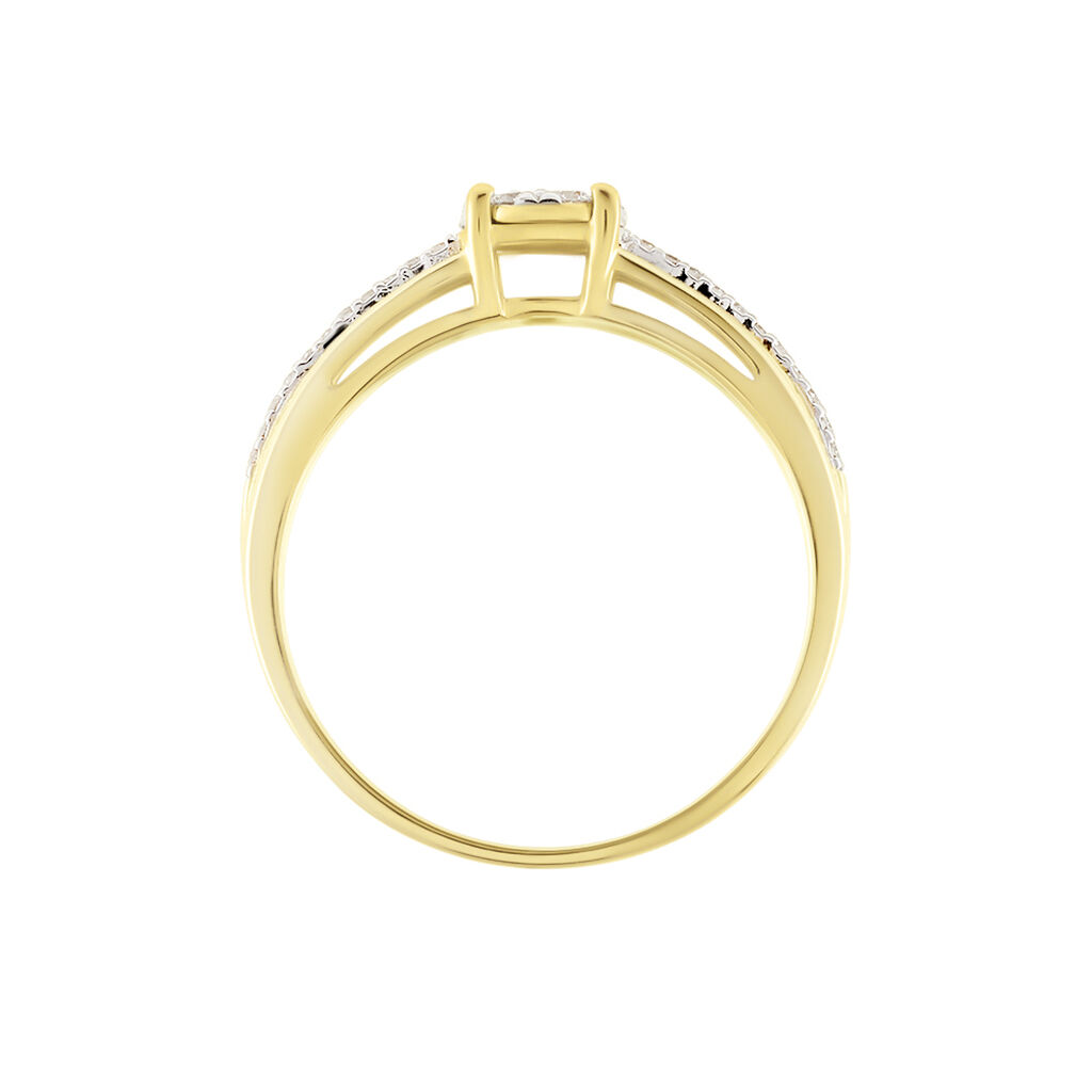 Bagues avec pierre Or Diamant Ronde 4 griffes Jaune 375/1000 ...